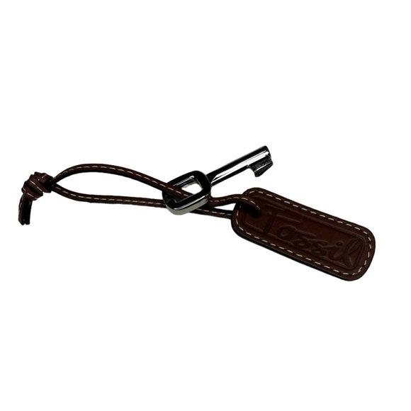Fossil | Accessories | Fossil Silver Key Logo Leather Strap Fob ...